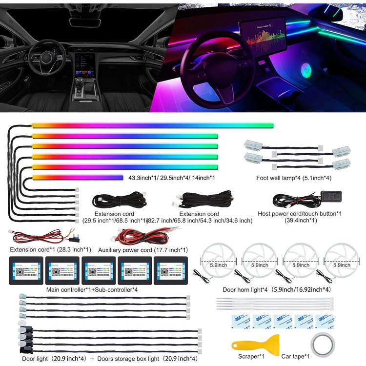 LIGHEID Dreamcolor Acrylic LED Strip Light for Cars