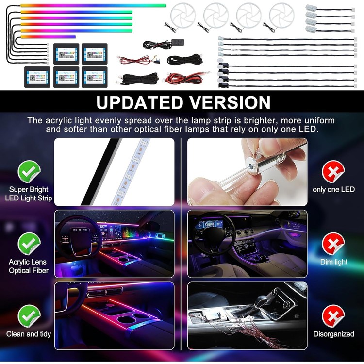 LIGHEID Dreamcolor Acrylic LED Strip Light for Cars