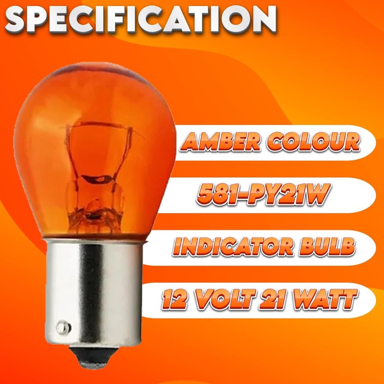 Xtremeauto 581 PY21W Amber Car Indicator Bulbs - 10 Pack
