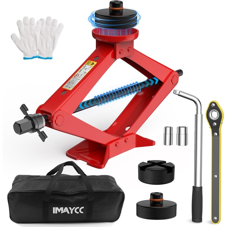 IMAYCC 2.5T scissor car jack kit – Red, Tesla-compatible