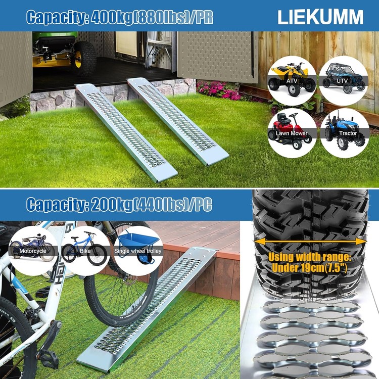 LIEKUMM 153 cm Heavy-duty Van & Motorcycle Ramps – 440 kg